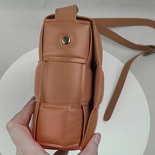 Women Woven Padded Cassette Crossbody Bags Purse Shoulder Handbags Small Square Bag Designer Handbag Clutch Brown