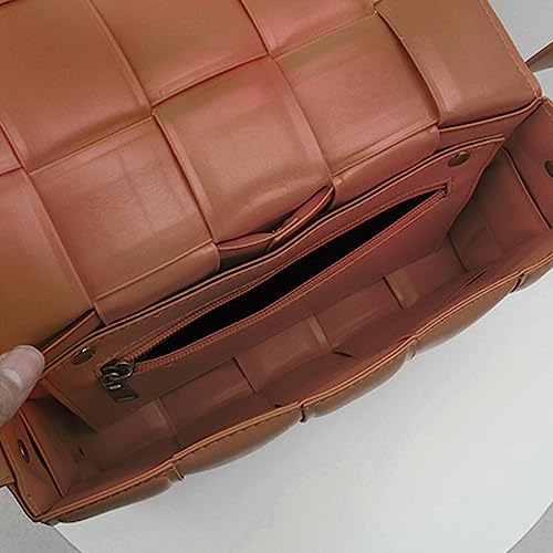 Women Woven Padded Cassette Crossbody Bags Purse Shoulder Handbags Small Square Bag Designer Handbag Clutch Brown