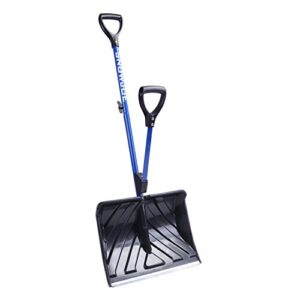 snow joe shovelution sj-shlv01-p2 18-in strain-reducing snow shovel w/ spring assisted handle, blue