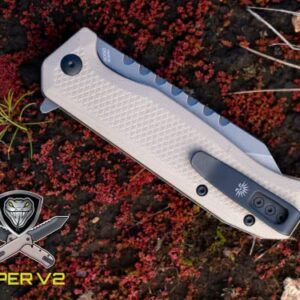 Off-Grid Knives - Viper V2 with154CM Steel Tanto Blade, Grippy G10 Scales, Left or Right Deep Carry Clip, Ceramic Ball Bearings (Coyote)