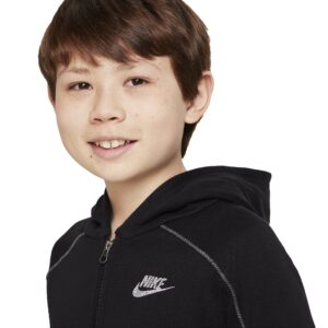 Nike Sportswear Big Kids Boys Fleece Full-Zip Hoodie (as1, alpha, m, regular, Black/Smoke Grey/White)