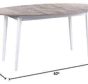 FurniutreR 63 Inches Farmhouse Oval Mid Century Modern Solid Legs for Restaurant Living Room, 35.4" D x 63" W x 30.1" H Dining Table, Large, White