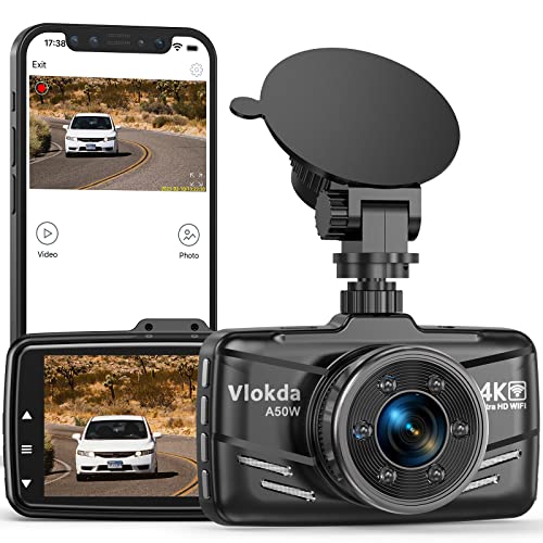 Dash Cam 4K, Dash Camera for Cars 2160P Dash Cam Front Car Camera with WiFi/App Dash Cam for Trucks Dashcams with Super Night Vision, Loop Recording, 24 Hours Parking Mode, G-Sensor, Support 512GB Max