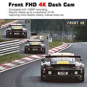 Dash Cam 4K, Dash Camera for Cars 2160P Dash Cam Front Car Camera with WiFi/App Dash Cam for Trucks Dashcams with Super Night Vision, Loop Recording, 24 Hours Parking Mode, G-Sensor, Support 512GB Max