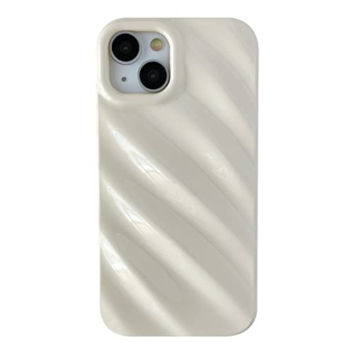 Caseative Cute Water Ripple Pattern Wave Shape Camera Lens Protection Soft Compatible with iPhone Case (White,iPhone 14 Pro)