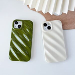 Caseative Cute Water Ripple Pattern Wave Shape Camera Lens Protection Soft Compatible with iPhone Case (White,iPhone 14 Pro)