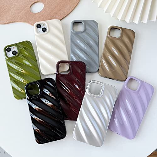 Caseative Cute Water Ripple Pattern Wave Shape Camera Lens Protection Soft Compatible with iPhone Case (White,iPhone 14 Pro)