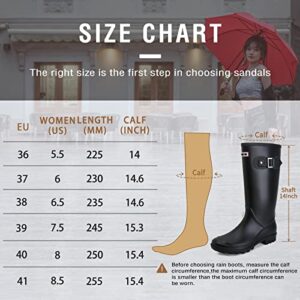 Lezzglt Rain Boots for Women and Waterproof Garden Shoes, Anti-Slipping Knee-high Rubber Boots for Ladies with Comfortable Insoles, Keep Warm Lightweight Work Tall Fishing Boots for Outdoor