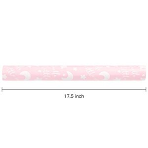 RUSPEPA Reversible Wrapping Paper Roll - Baby Girl Pink Pattern Great for Baby Shower, Birthday, Party - 17.5 Inches X 32.8 Feet