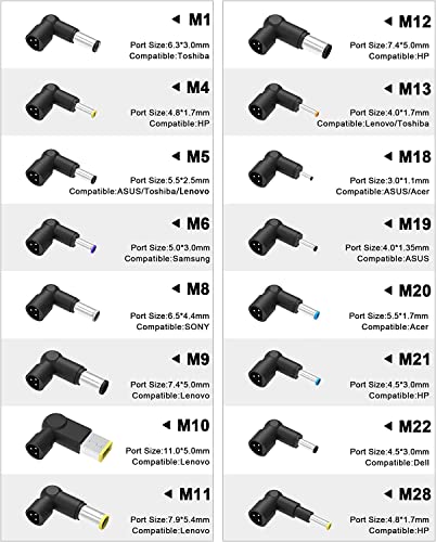 90W Universal Laptop Charger ETL Replacement for Dell HP Acer Asus Lenovo IBM Toshiba Samsung Sony Fujitsu Gateway Notebook Ultrabook Chromebook 15V 16V 18.5V 19V 19.5V 20V AC Adapter Power Supply