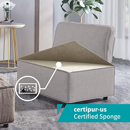 BALUS Beige Modular Sectional Sofa with Ottoman, U Shaped L Shaped Convertible Sectional Couch, Free-Combined Oversized Sectional Sleeper Sofa Furniture Sets for Living Room