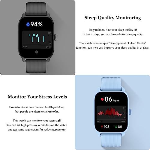 Smart Watch for Women Men - Answer & Make Calls, Alexa Build-in, Blood Oxygen (SpO2) 1.8 inch HD Screen iP68 Waterproof, Heart Rate Sleep Monitor, Fitness Tracker Compatible with Android and iOS Phone