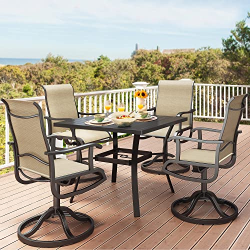 YITAHOME Patio Table, 37" Square Outdoor Patio Dining Table with 1.57" Umbrella Hole, E-Coating Metal Outdoor Dining Table Perfect for Lawn Backyard Garden, Black