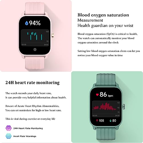 Smart Watch for Men Women - Answer & Make Calls, Alexa Build-in, Blood Oxygen (SpO2) 1.8 inch HD Screen iP68 Waterproof, Heart Rate Sleep Monitor, Fitness Tracker Compatible with Android and iOS Phone