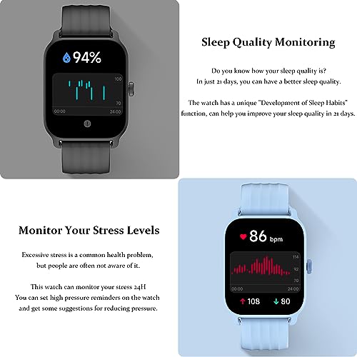 Smart Watch for Men Women - Answer & Make Calls, Alexa Build-in, Blood Oxygen (SpO2) 1.8 inch HD Screen iP68 Waterproof, Heart Rate Sleep Monitor, Fitness Tracker Compatible with Android and iOS Phone