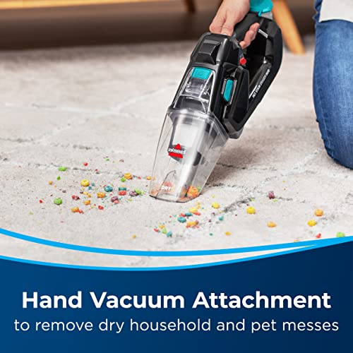 BISSELL Stain Eraser Duo, 2-in-1 Cordless Portable Deep Cleaner and Hand Vacuum with PET PRO OXY Spot & Stain Formula, 3705, Black, Large