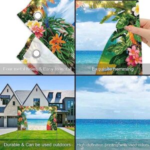 YCUCUEI 7x5ft Fabric Summer Hawaiian Beach Photography Backdrop Tropical Flower Palm Leaves Surfboard Background Aloha Luau Decorations Photo Banner