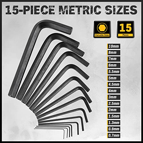 ELEAD 30-Piece Hex Key Set - Allen Wrench Set, SAE and Metric Allen Keys, MM(0.7mm-10mm) SAE(0.028"-3/8), Heat-Treated Steel, Torque Handle, High Leverage, Long & Short Keys, Easy Organization