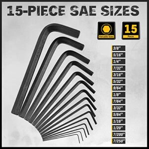 ELEAD 30-Piece Hex Key Set - Allen Wrench Set, SAE and Metric Allen Keys, MM(0.7mm-10mm) SAE(0.028"-3/8), Heat-Treated Steel, Torque Handle, High Leverage, Long & Short Keys, Easy Organization