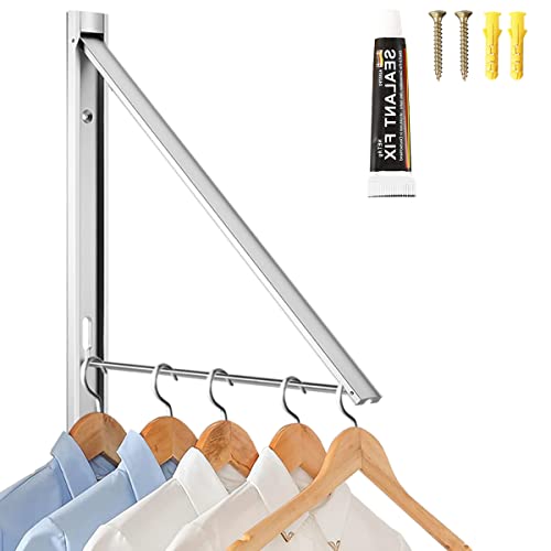 DarMeyFull Wall Mounted Drying Racks for Laundry, Solid Aluminum Clothes Drying Rack Folding Indoor Laundry Room Organization,Laundry Hanger Dryer Rack (1 Racks, Silver)