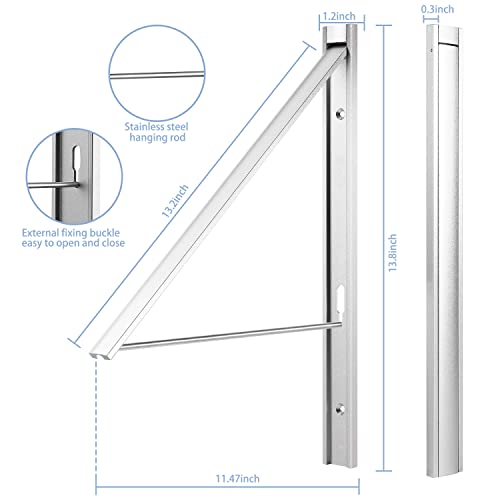 DarMeyFull Wall Mounted Drying Racks for Laundry, Solid Aluminum Clothes Drying Rack Folding Indoor Laundry Room Organization,Laundry Hanger Dryer Rack (1 Racks, Silver)