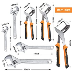 FASTORS 7 PCS Adjustable Wrench & Tongue and Groove Plier Set,Spanner Wrench Work with Groove Joint Pliers Make The Maintenance More Efficient,Plier Set Are Perfect for Basic Home Repair.