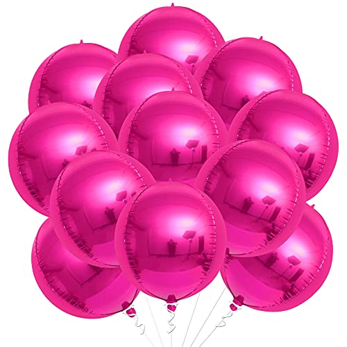 Metallic Black and Hot Pink Balloons - 22 Inch, Pack of 24 | 360 Degree 4D Black Foil Balloons, Metallic Hot Pink Balloons | Hot Pink Party Decorations | Black Mylar Balloons, Hot Pink Foil Balloons