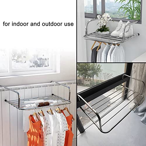 whalebee Laundry Drying Rack Multifunctional Adjustable Clothes Drying Racks Stainless Steel Laundry Rack Space Saving for Indoor and Outdoor - Balcony Windowsill Railings ( Size : 40cm )