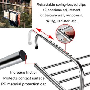 whalebee Laundry Drying Rack Multifunctional Adjustable Clothes Drying Racks Stainless Steel Laundry Rack Space Saving for Indoor and Outdoor - Balcony Windowsill Railings ( Size : 40cm )