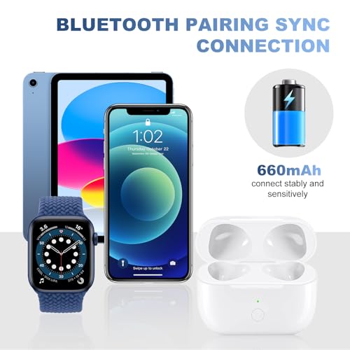 Wireless Charging Case Compatible with AirPods 3rd Generation Charging Case Replacement Charger Case Cover for Air Pods 3 Gen with Bluetooth Pairing Sync Button Quick-Pairing Button (No Earbuds)