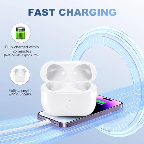 Wireless Charging Case Compatible with AirPods 3rd Generation Charging Case Replacement Charger Case Cover for Air Pods 3 Gen with Bluetooth Pairing Sync Button Quick-Pairing Button (No Earbuds)