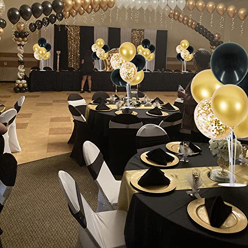 TONIFUL 6 Set Balloon Centerpieces for Table Black Gold Confetti Balloon Stand Kit for 2023 Graduation Party Decoration Birthday Wedding Anniversary Table Party Decorations