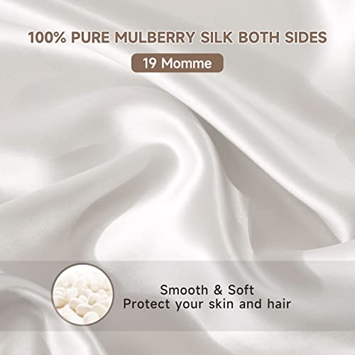 THXSILK 100% Pure Mulberry Silk Pillowcase for Hair and Skin, Highest 6A+ Grade Pure Silk Pillow Case Standard Size, Real Silk Pillowcase with Concealed Zipper(White, Standard)