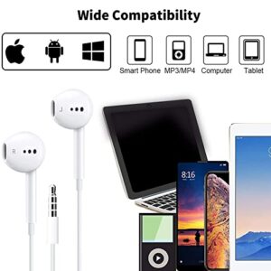 2 Packs Apple Wired Headphones Earbuds with Microphone,in-Ear Earphones Volume Control[Apple MFi Certified] Headphones Compatible with iPhone/ipad/Android/Computer and Other 3.5mm Jack Devices