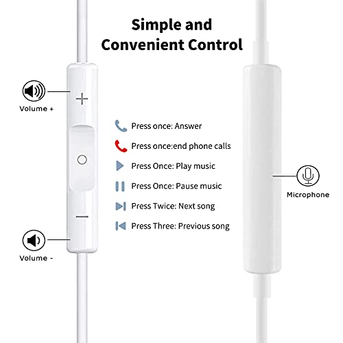 2 Packs Apple Wired Headphones Earbuds with Microphone,in-Ear Earphones Volume Control[Apple MFi Certified] Headphones Compatible with iPhone/ipad/Android/Computer and Other 3.5mm Jack Devices