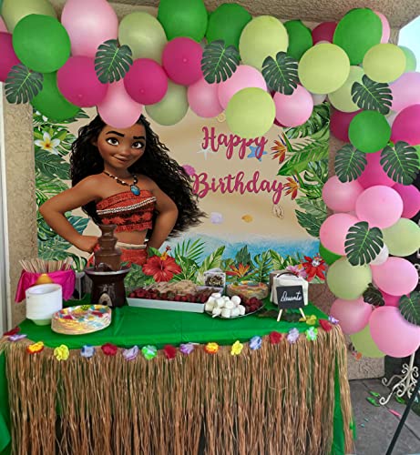 Moana Maui Birthday Party Decarotion Supplies 104pc Hawaii Balloons Arch Garland Kit 5x3ft Moana Backdrop for Girl Baby Shower Party