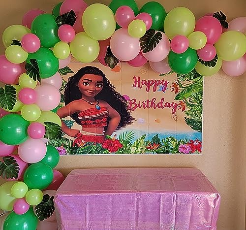 Moana Maui Birthday Party Decarotion Supplies 104pc Hawaii Balloons Arch Garland Kit 5x3ft Moana Backdrop for Girl Baby Shower Party