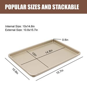 JOHO BAKING Sheet Pans Cookie Sheet Set,Large Baking Sheets for oven Nonstick,Cookie Tray Baking Pan Set,16inch,2-Piece,Gold