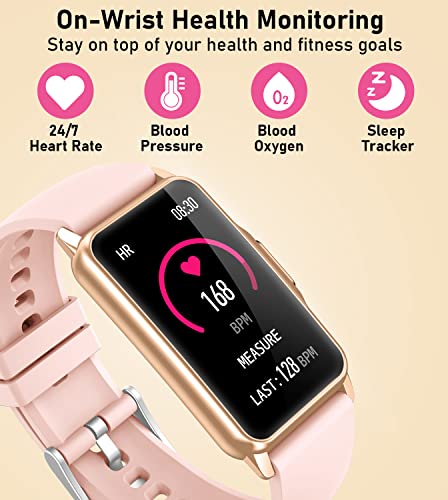 Smart Watch Fitness Tracker with Heart Rate Blood Oxygen Blood Pressure Sleep Monitor 100 Sports Modes Step Calorie Counter Activity Health Trackers IP68 Waterproof for Android Phones iPhone Women Men