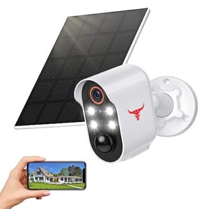 eken solar security camera wireless 1080p surveillance outdoor wifi bullet cam with 4 spotlights, color night vision, 2-way audio, pir motion detection, cloud storage, smart ai human detection