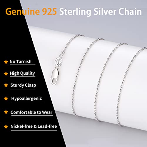 Jewlpire Solid 925 Sterling Silver Chain Necklace for Women Girls, 1.2mm Cable Chain Thin & Dainty & Sturdy Women's Chain Necklaces 18inch