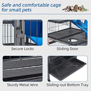 HABUTWAY 50''H Metal Small Animal Cages, Rolling Ferret Cage with Removable Ramps, Lagre Critter Nation Cage for Chinchillas/Guinea Pigs/Rabbit, Rat Cages with Hammock & 5 Tiers, Black