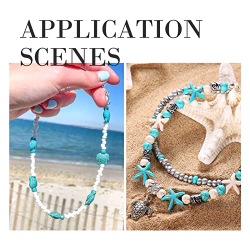 Crafans 820Pcs Turquoise Beads Kits with Alloy Dangle Charms Large Hole Alloy European Beads, Rondelle Turtle Cross Gemstone Beads Bracelet Making Kit for Jewelry Making