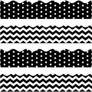 black dot border trim, 80ft bulletin board borders, poster board decorating supplies, decoration strips for bulletin board trim, teacher student use for classroom decor (2 set)