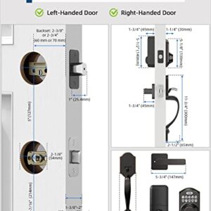 Fingerprint Keyless Entry Door Lock with Handle - TEEHO TE002H Smart Keypad Deadbolt Set for Front Door - 0.3s Biometric Identify - Auto Lock - IP54 Waterproof - Oil Rubbed Bronze