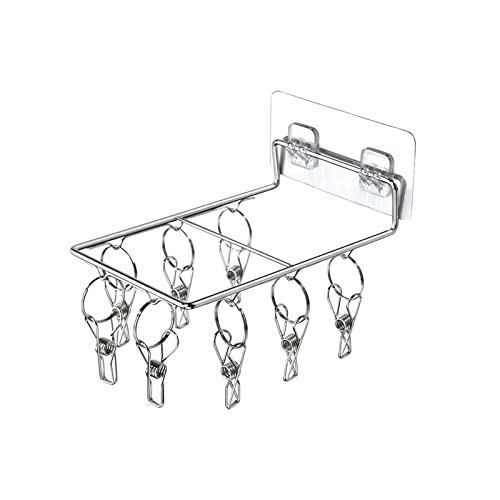 NOOMIEQCF Clothes Drying Rack Towel Rack Sock Drying clamp Stainless Steel Drying Drip Hanger Self Adhensive Hanger Rack for Socks Gloves Baby Clothes