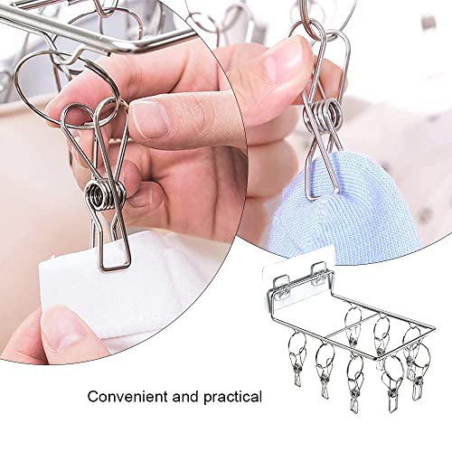 NOOMIEQCF Clothes Drying Rack Towel Rack Sock Drying clamp Stainless Steel Drying Drip Hanger Self Adhensive Hanger Rack for Socks Gloves Baby Clothes