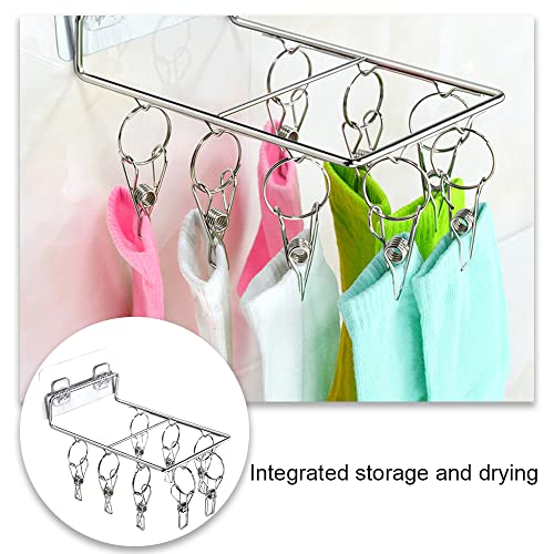 NOOMIEQCF Clothes Drying Rack Towel Rack Sock Drying clamp Stainless Steel Drying Drip Hanger Self Adhensive Hanger Rack for Socks Gloves Baby Clothes