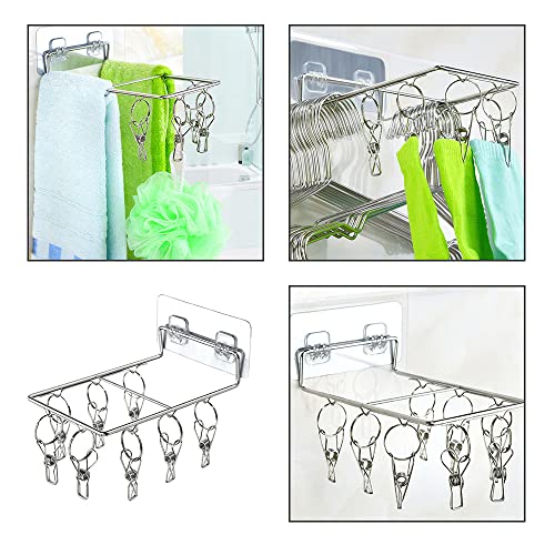 NOOMIEQCF Clothes Drying Rack Towel Rack Sock Drying clamp Stainless Steel Drying Drip Hanger Self Adhensive Hanger Rack for Socks Gloves Baby Clothes