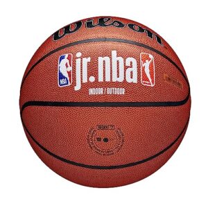 Wilson Basketball, Jr. NBA Family, Outdoor and Indoor, PureFeel Cover, Size: 6, White/Brown